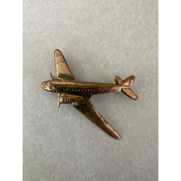 Jewelry | Antique Art Deco 193s Gold Plated Brass Airplane Brooch Pin ...